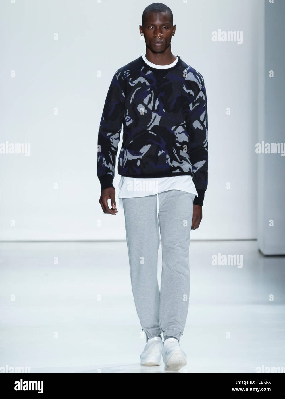 NEW YORK, NY - JULY 14, 2015: Adonis Bosso walks the runway during the ...