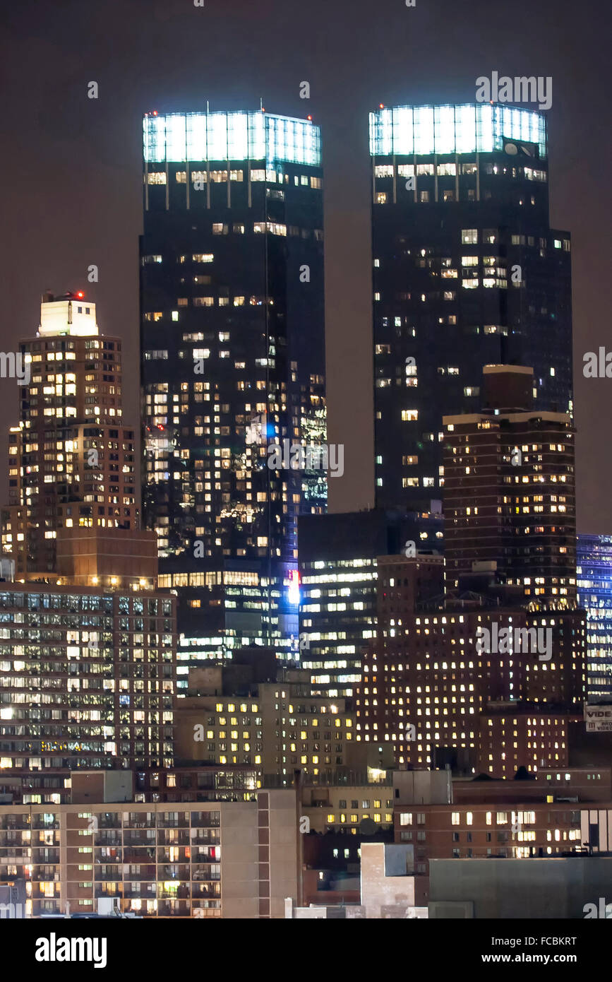 The Time Warner Center twin tower office building with residential ...