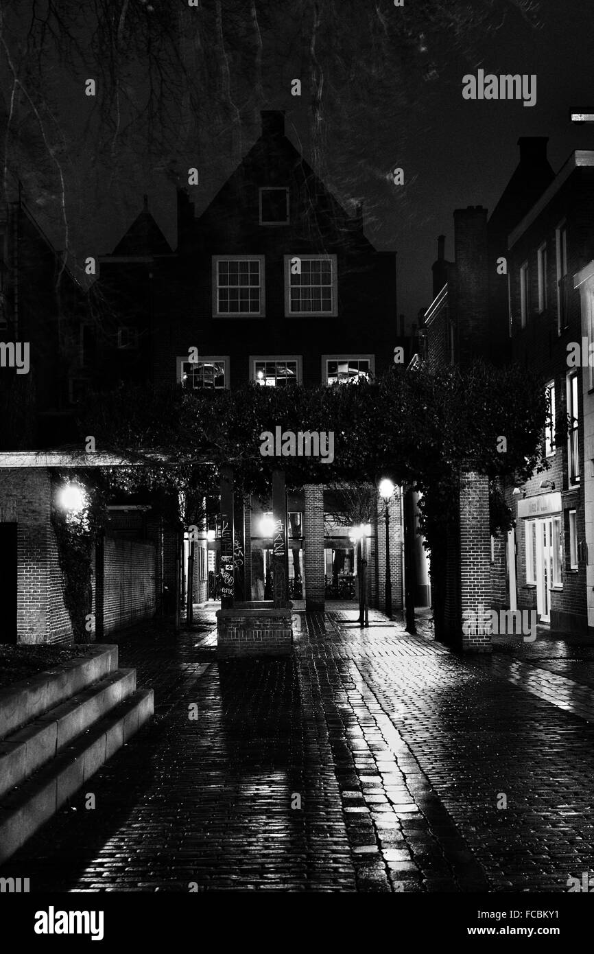 Exterior Of Houses At Night Stock Photo - Alamy