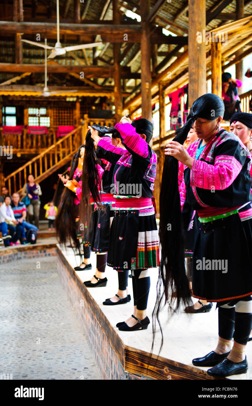 Huangluo Yao Village,Village performance,Surrounding Area Rice Terraces ...