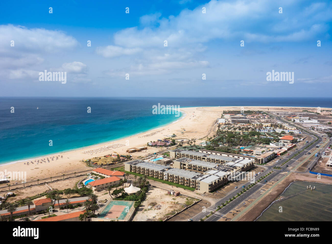 Aerial view of Santa Maria beach in Sal Island Cape Verde - Cabo Verde ...