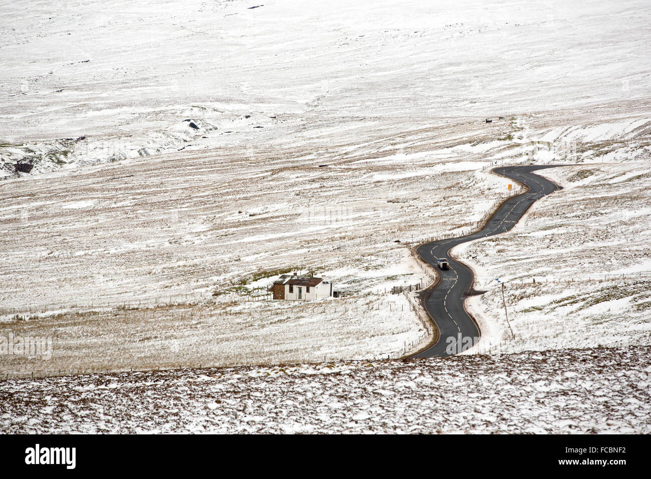 A vehicle ascending Hartside Pass in the North Pennines, the road ...