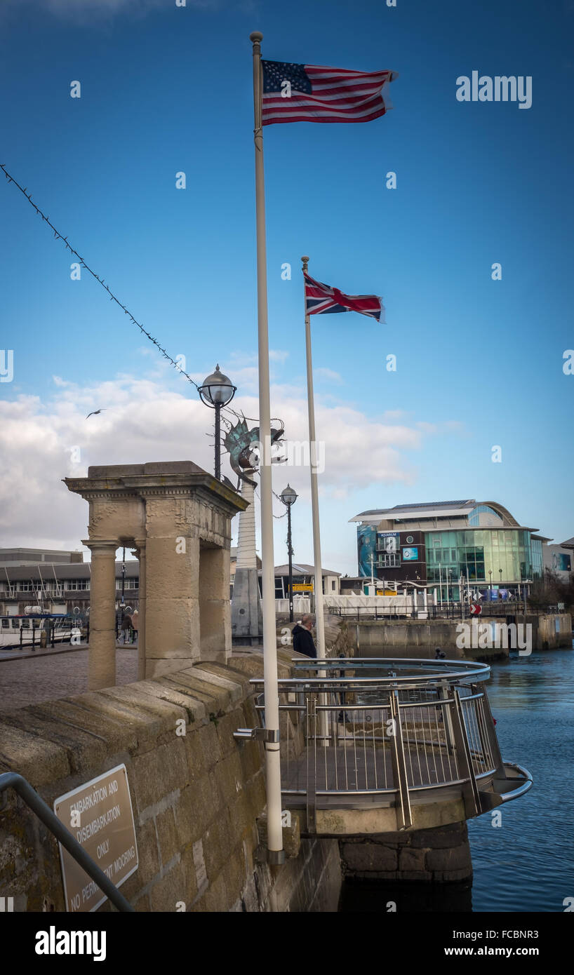 the mayflower steps,plymouth Stock Photo - Alamy