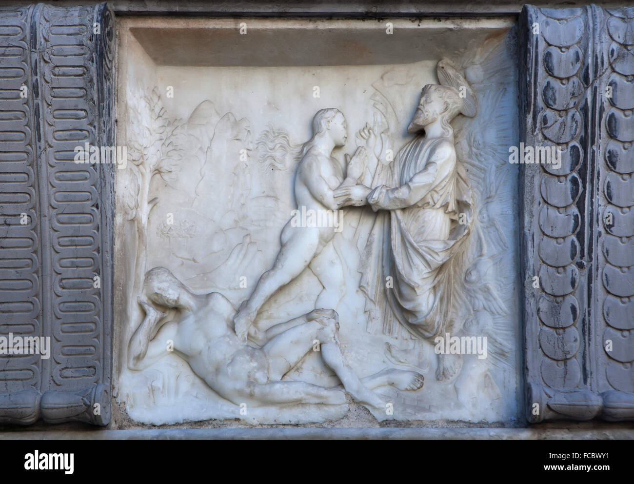 Creation of Eve. Marble relief by Italian Renaissance sculptor Giovanni ...