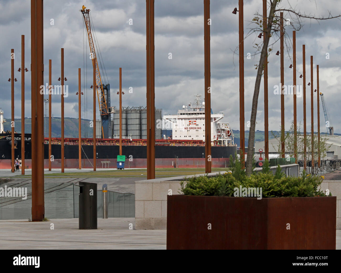 The Titanic slipway at Belfast Harbour. In the background is the bulk ...