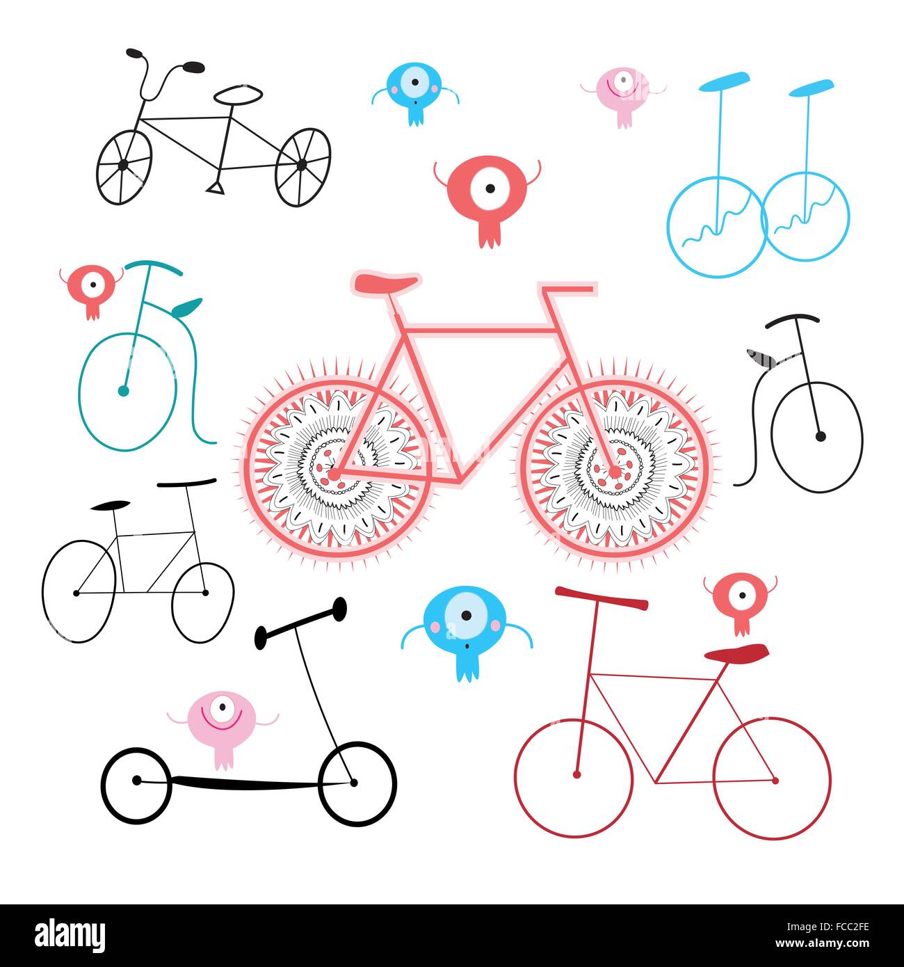 Beautiful vector a illustration of different bikes Stock Vector Image ...