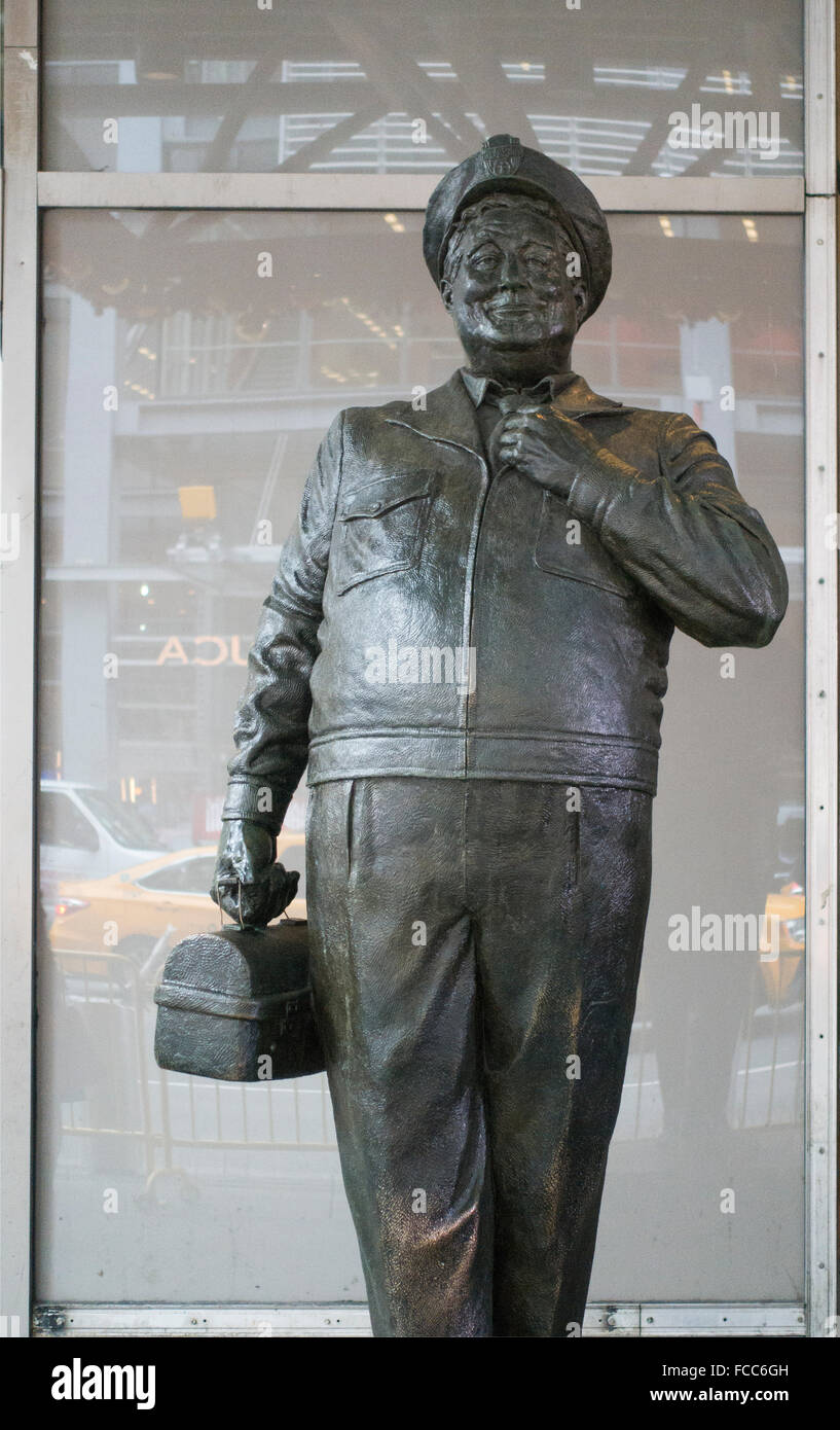 Ralph Kramden statue outside of Port Authority bus terminal in ...