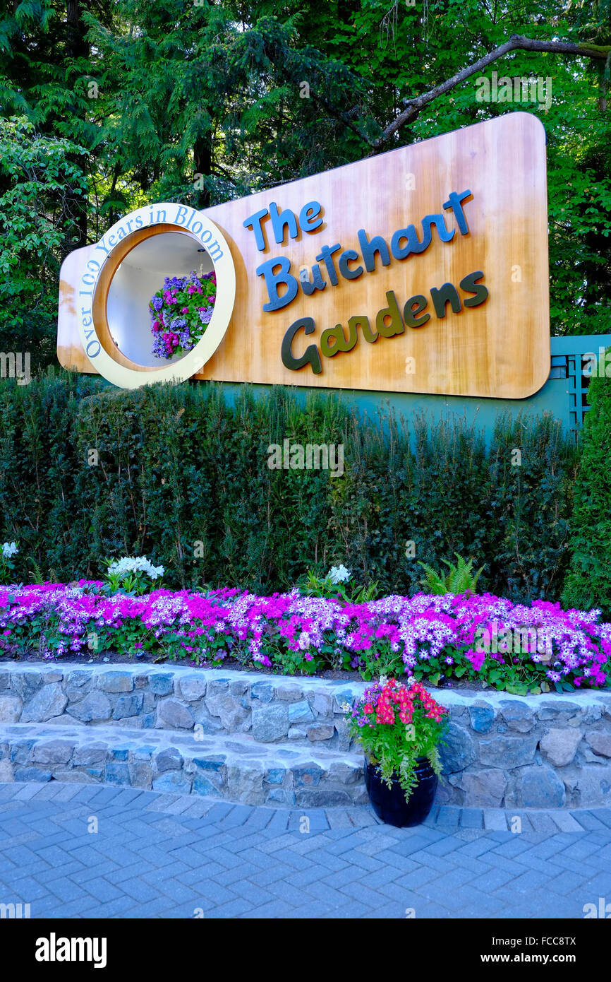 Butchart gardens entrance sign hi-res stock photography and images - Alamy