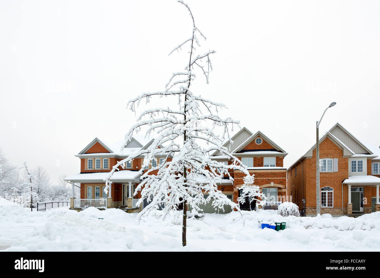 Snow winter in small Canadian town Stock Photo - Alamy