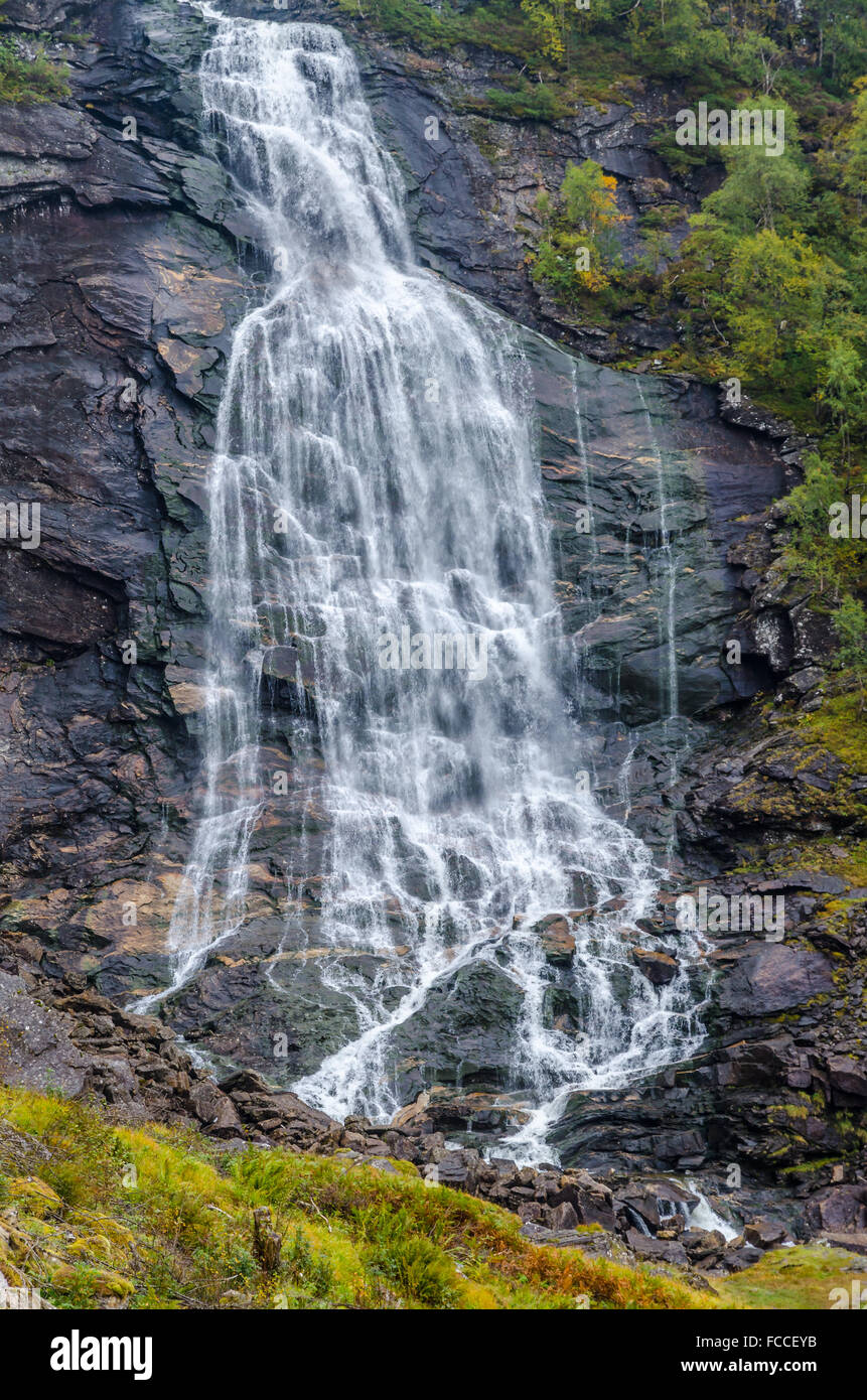 Fossen Bratte waterfall in Norway at fall time Stock Photo - Alamy