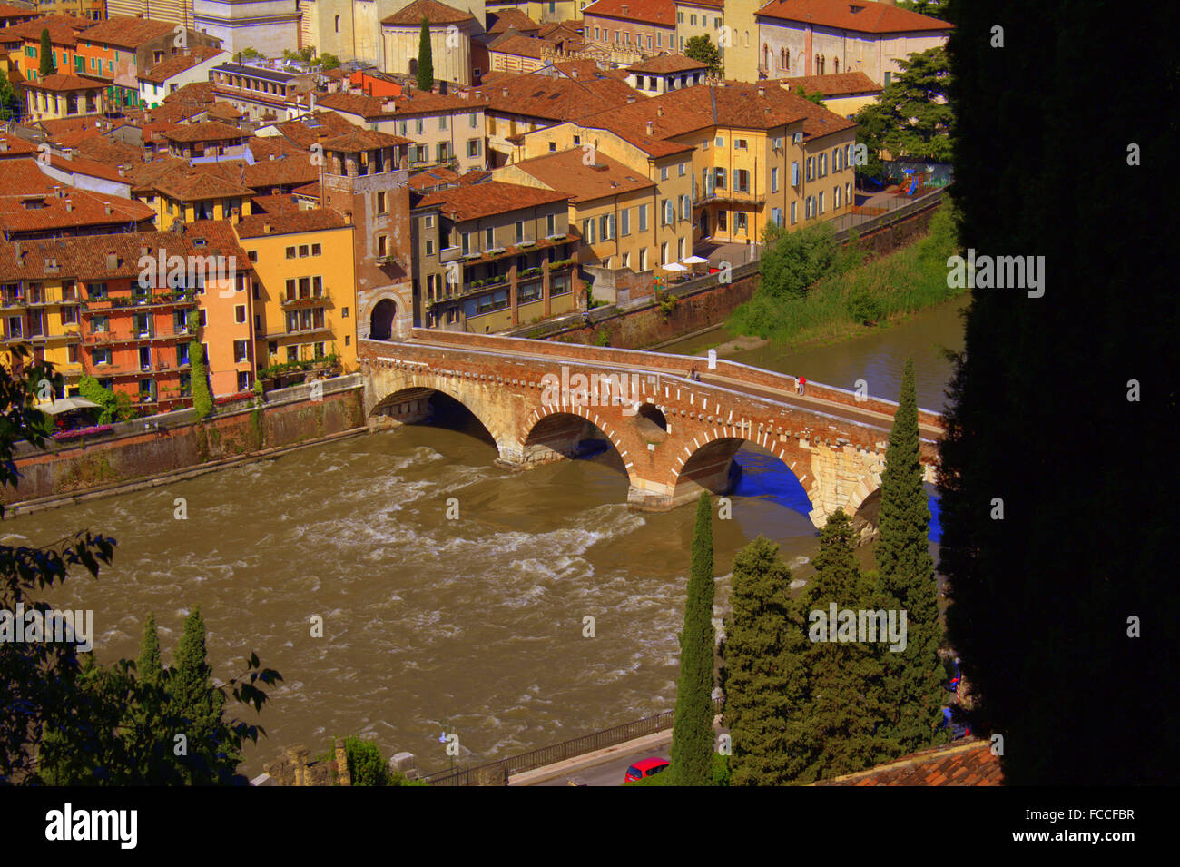 Cityscape With Bridge Stock Photo - Alamy