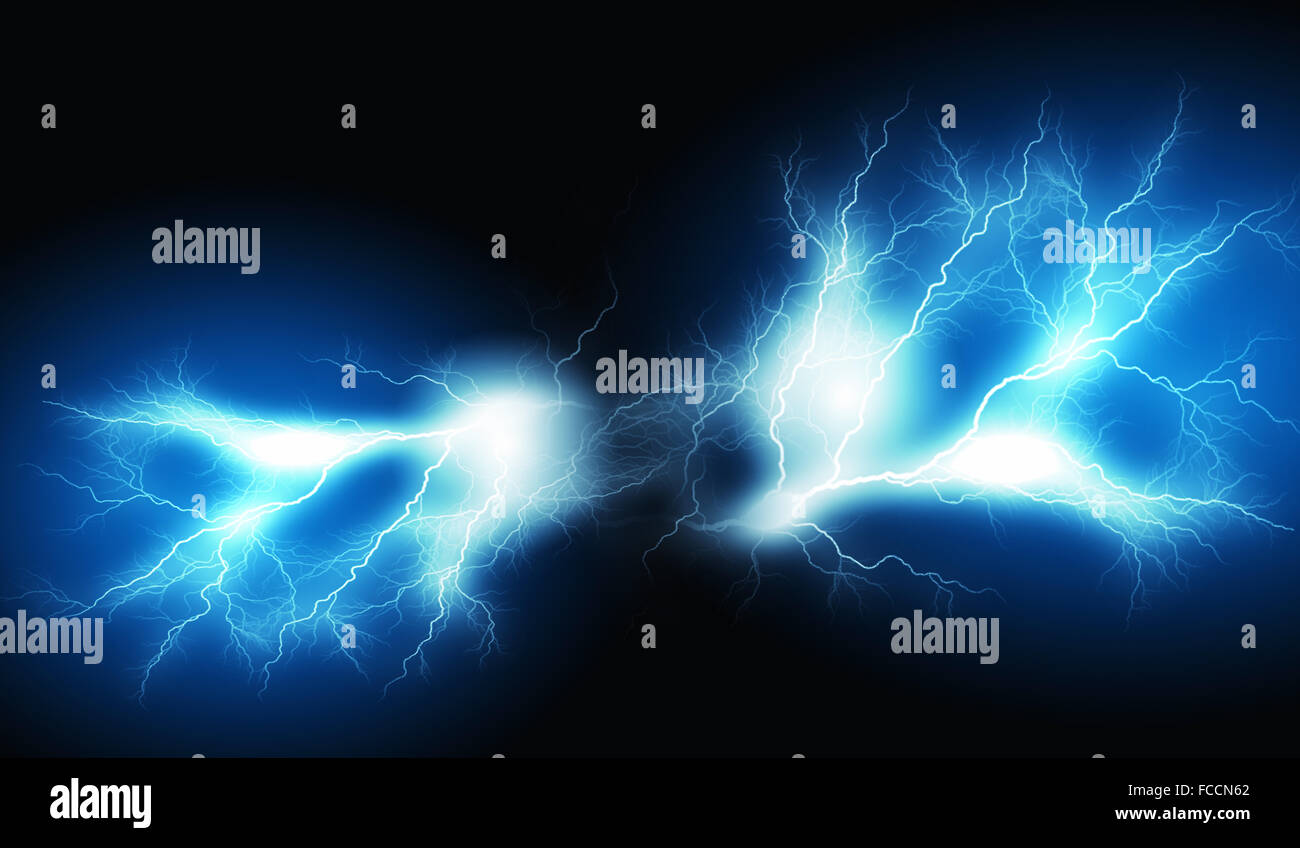 Conceptual image with flash of lightning against dark background Stock ...