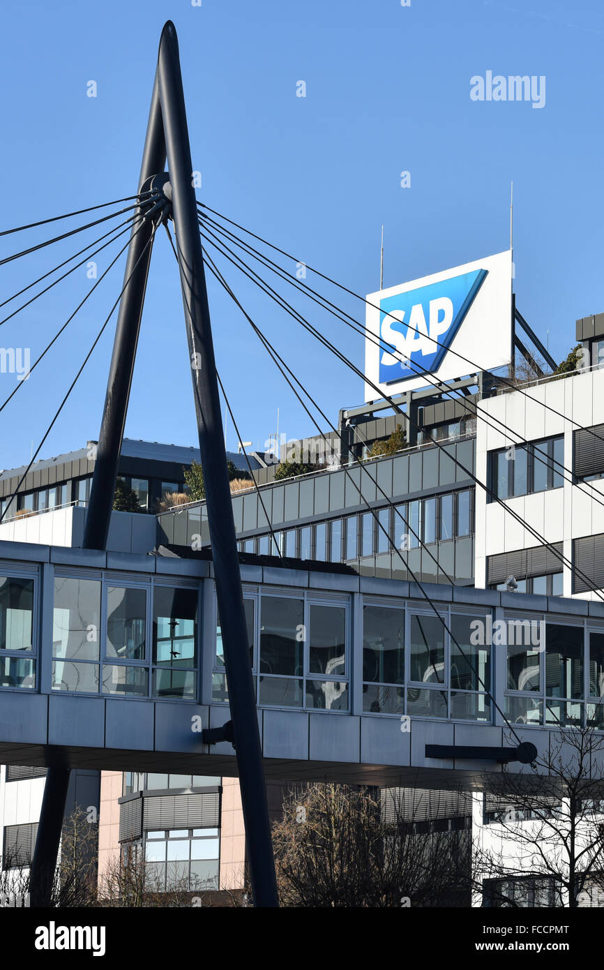 Walldorf, Germany. 18th Jan, 2016. The logo of software company SAP ...
