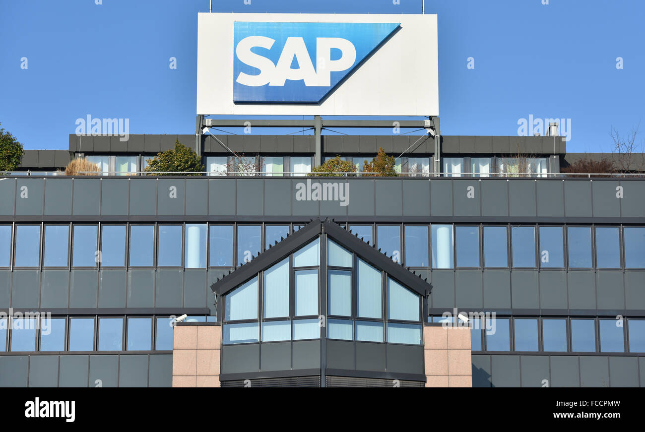 Walldorf, Germany. 18th Jan, 2016. The logo of software company SAP ...