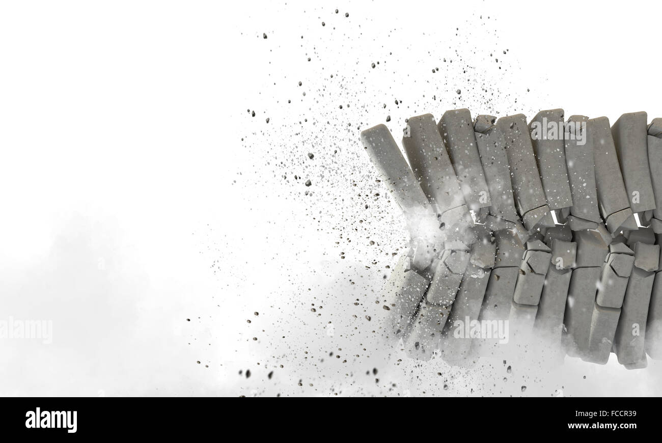 Conceptual image with stone broken bricks on white background Stock ...