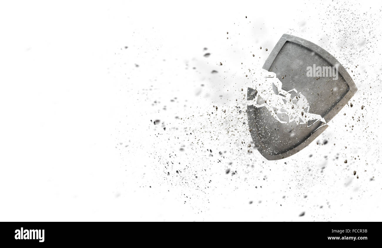 Conceptual image with old stone broken shield Stock Photo - Alamy