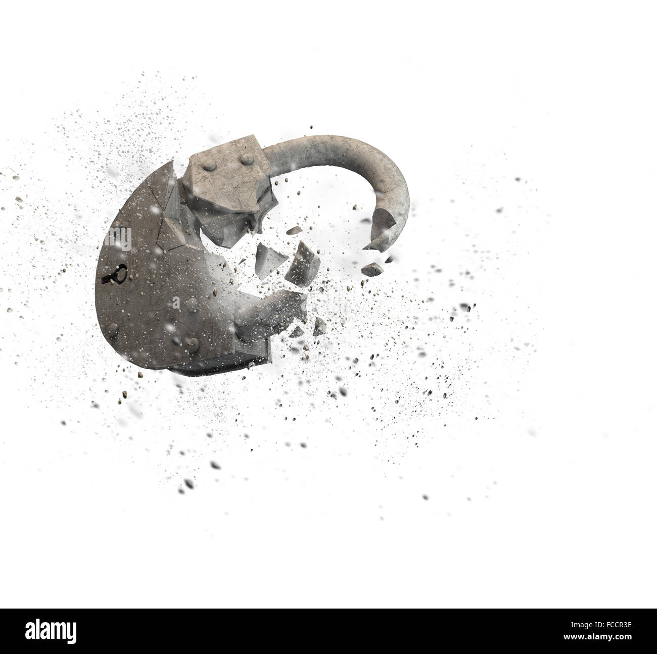 Conceptual image with stone broken lock on white background Stock Photo ...