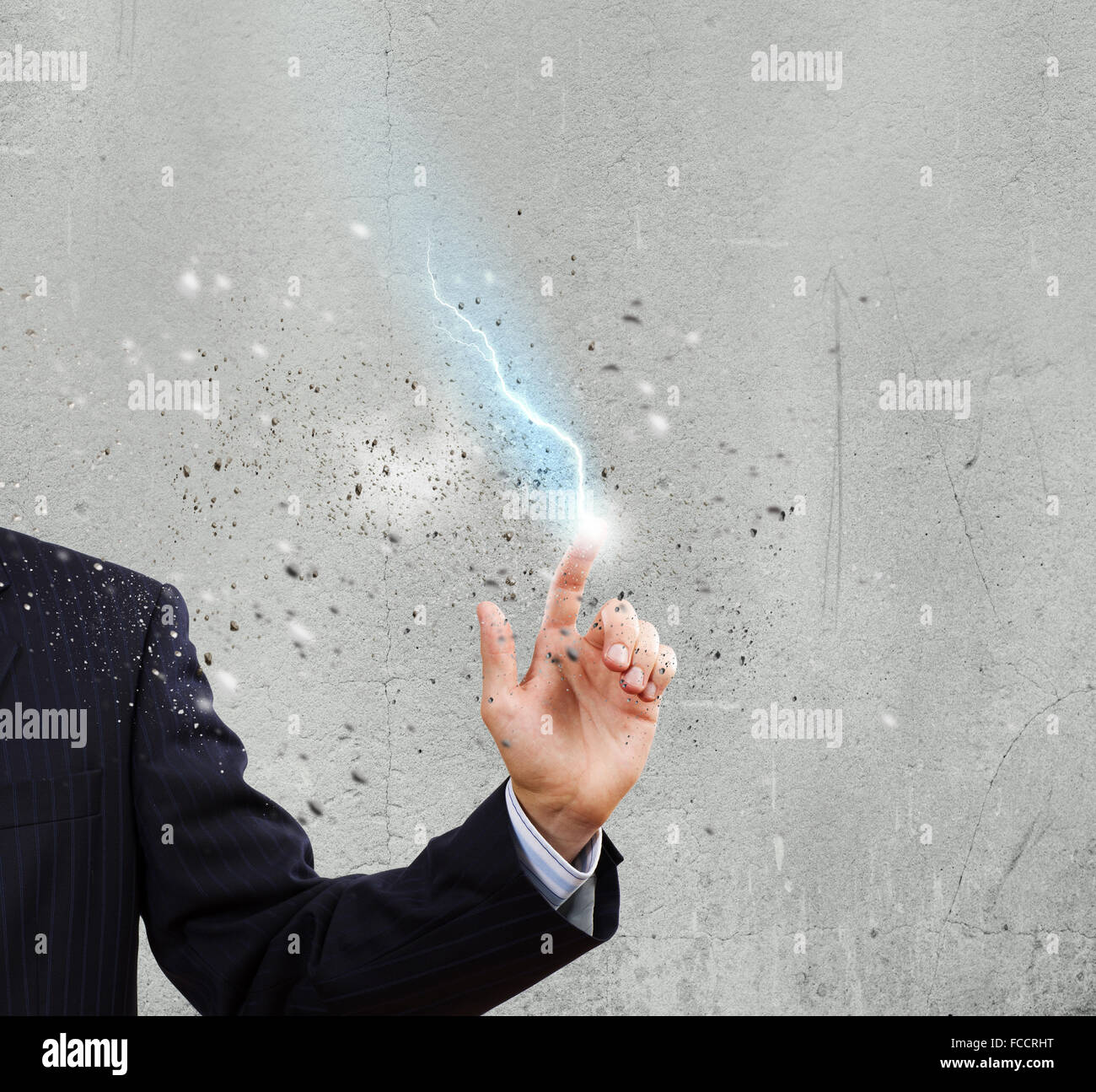 Close up of human hand with flash of lightning Stock Photo - Alamy