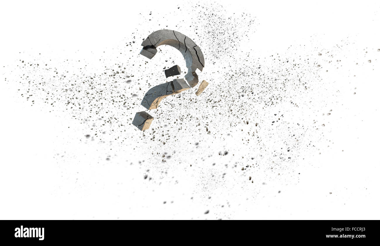 Conceptual image with stone broken question mark Stock Photo - Alamy