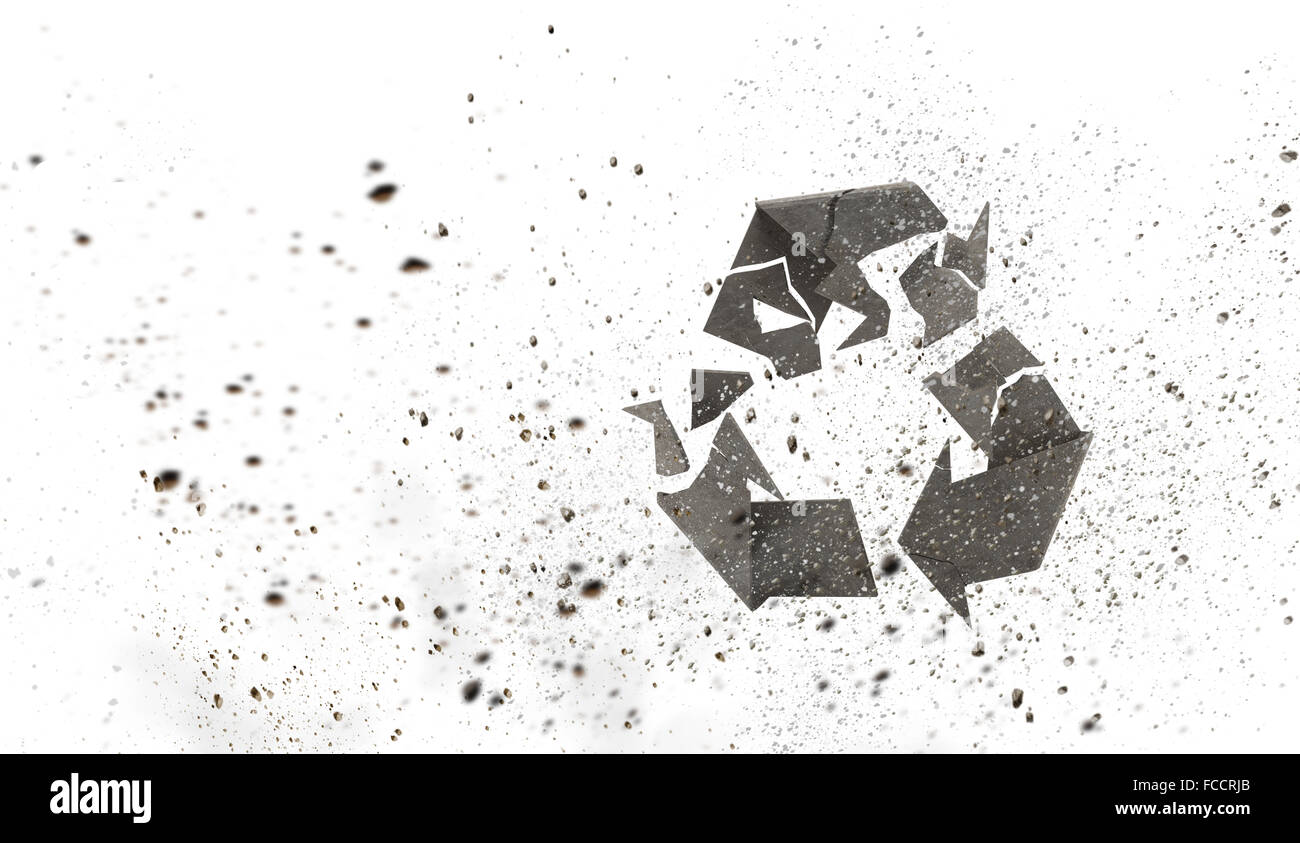 Conceptual image with stone recycle broken sign Stock Photo - Alamy