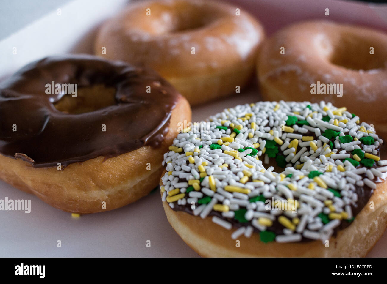 Close-Up Of Donuts Stock Photo - Alamy