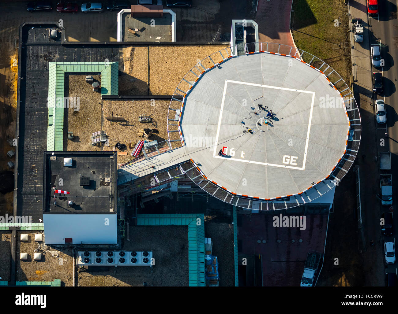 Aerial view, new helipad of Bergmannsheil hospital Gelsenkirchen-Buer ...