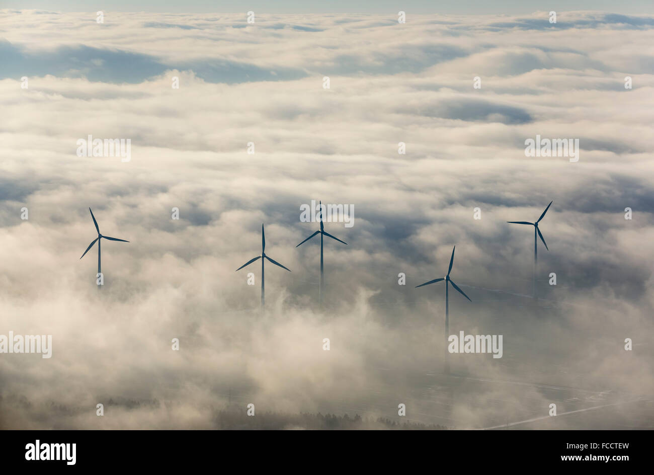 Aerial view, wind turbines, wind power plants, alternative energy, wind ...
