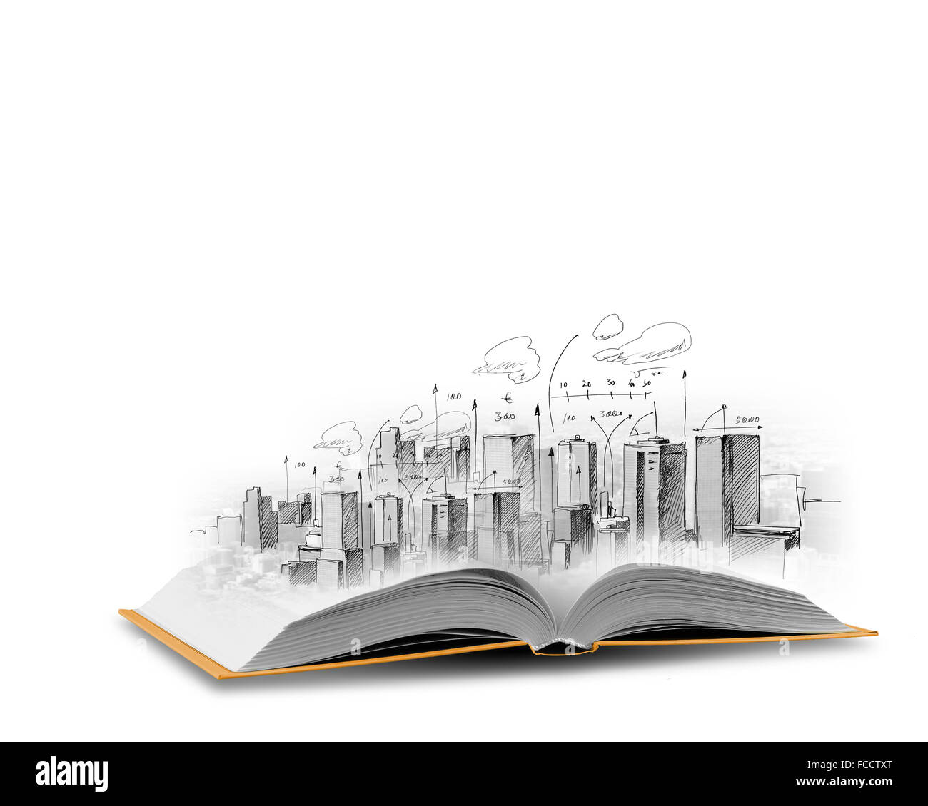 Background image with model sketch of modern city Stock Photo - Alamy