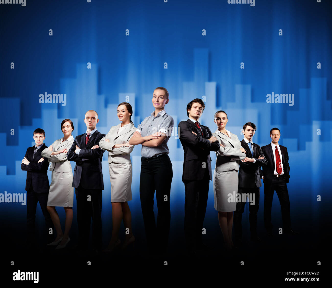 Image of business team standing in line. Cooperation and interaction ...