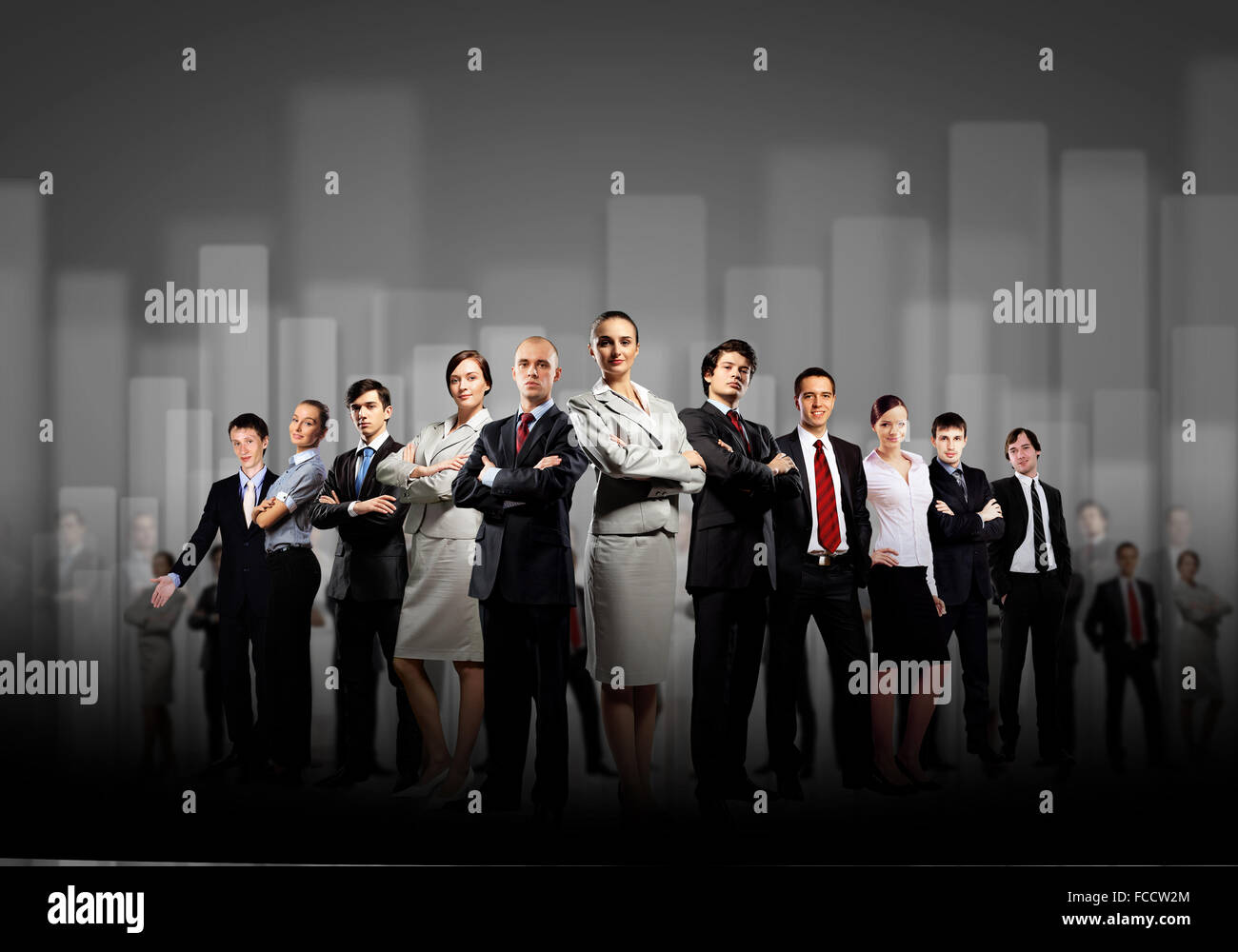 Image of business team standing in line. Cooperation and interaction ...