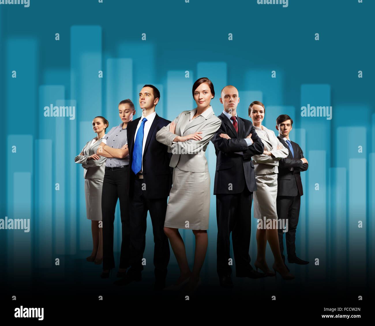 Image of business team standing in line. Cooperation and interaction ...