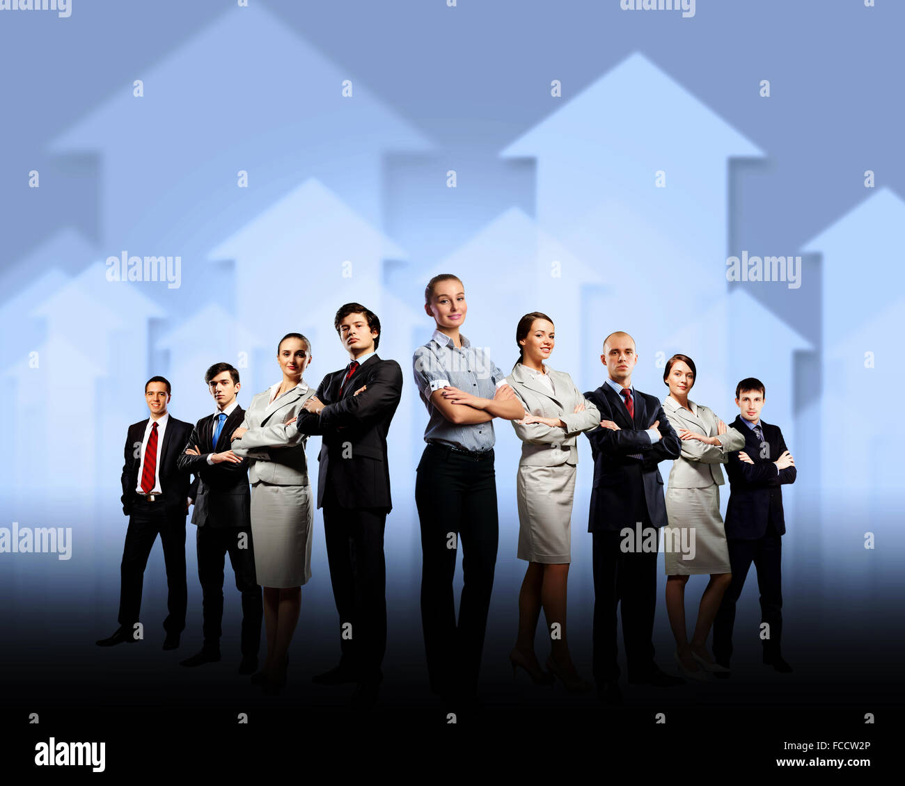 Image of business team standing in line. Cooperation and interaction ...