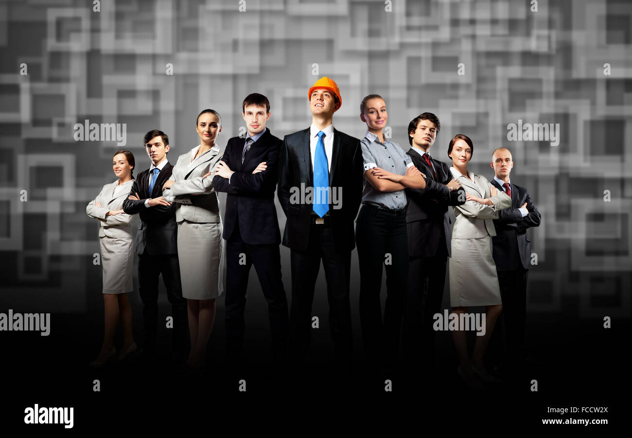 Image of business team standing in line. Cooperation and interaction ...
