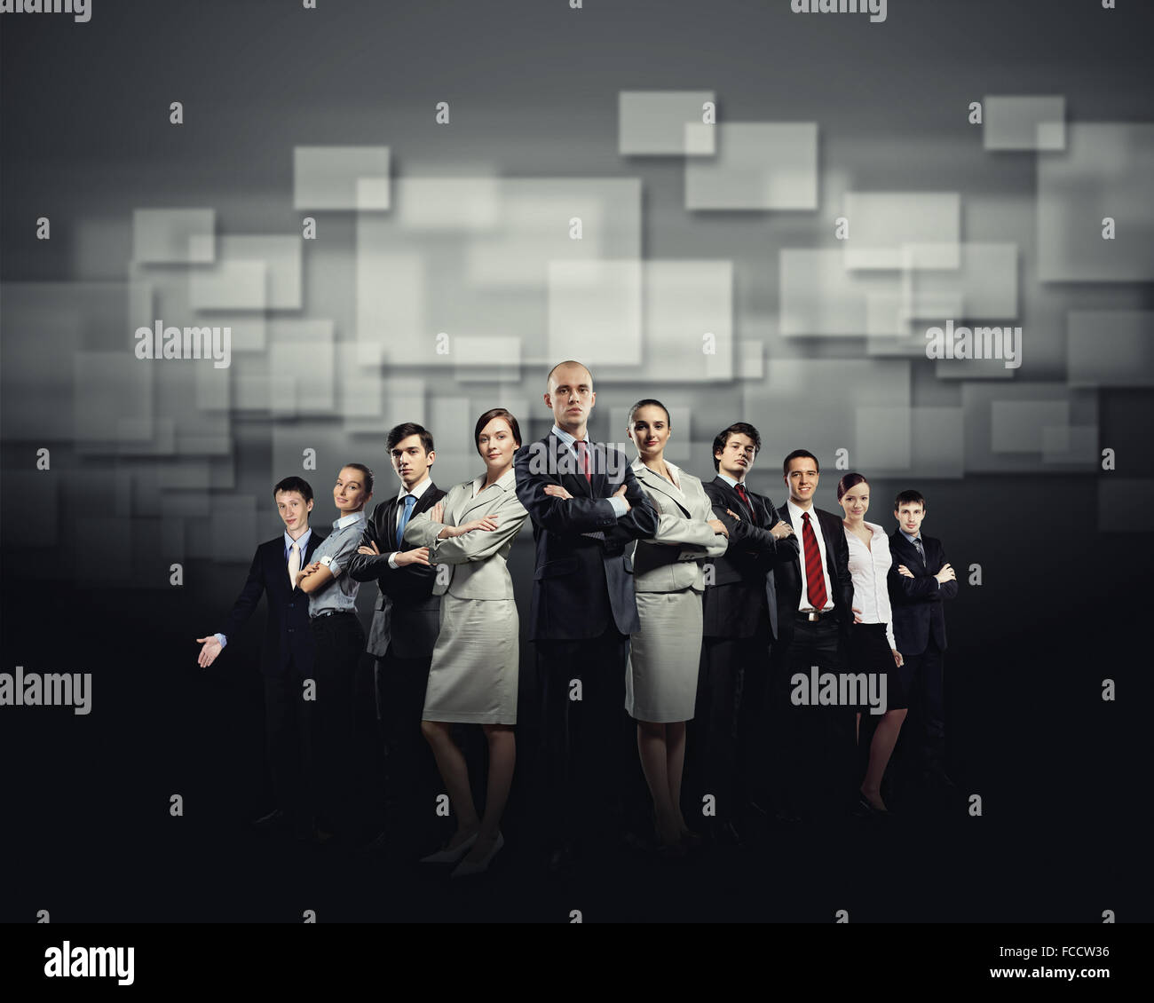 Image of business team standing in line. Cooperation and interaction ...