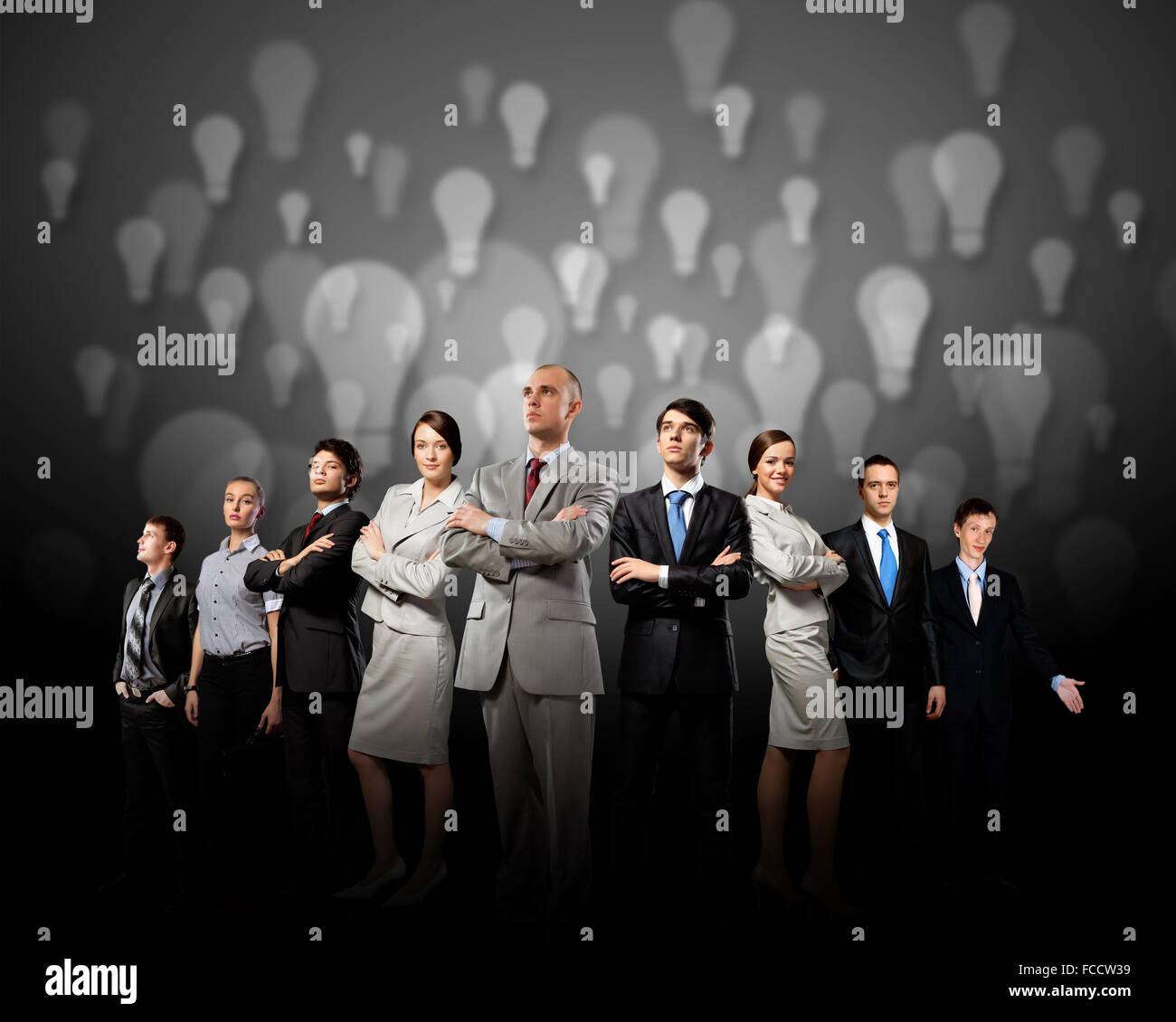 Image of business team standing in line. Cooperation and interaction ...