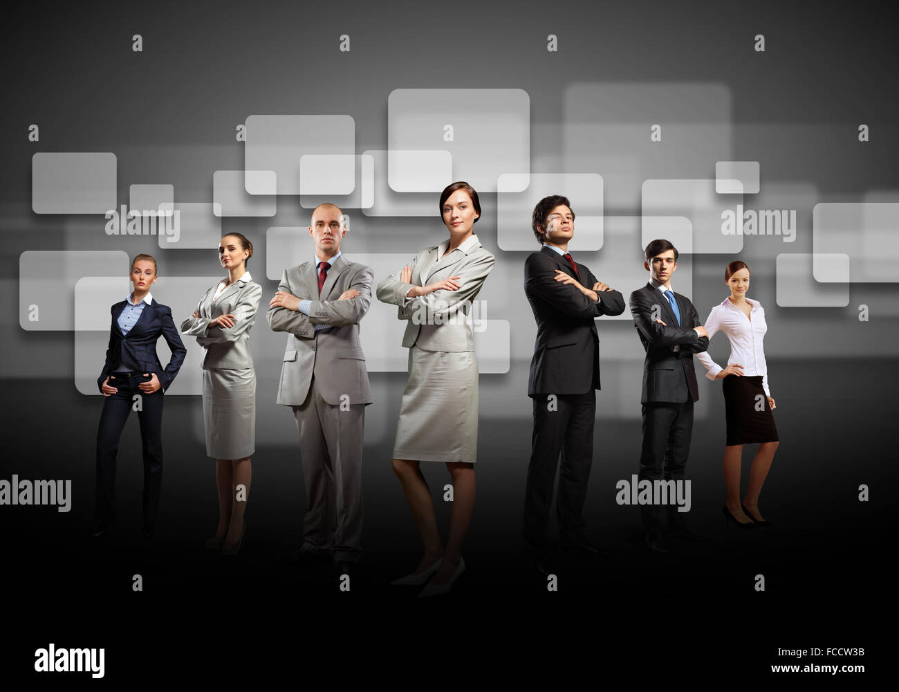 Image of business team standing in line. Cooperation and interaction ...