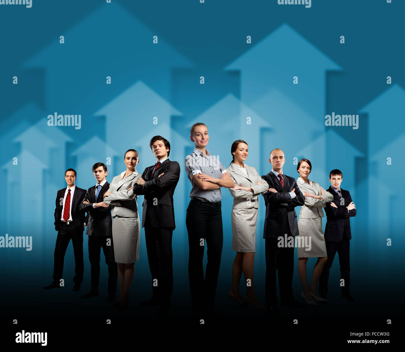 Image of business team standing in line. Cooperation and interaction ...