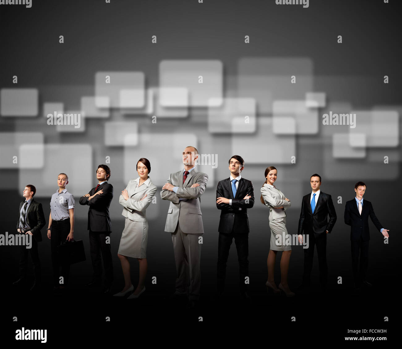 Image of business team standing in line. Cooperation and interaction ...