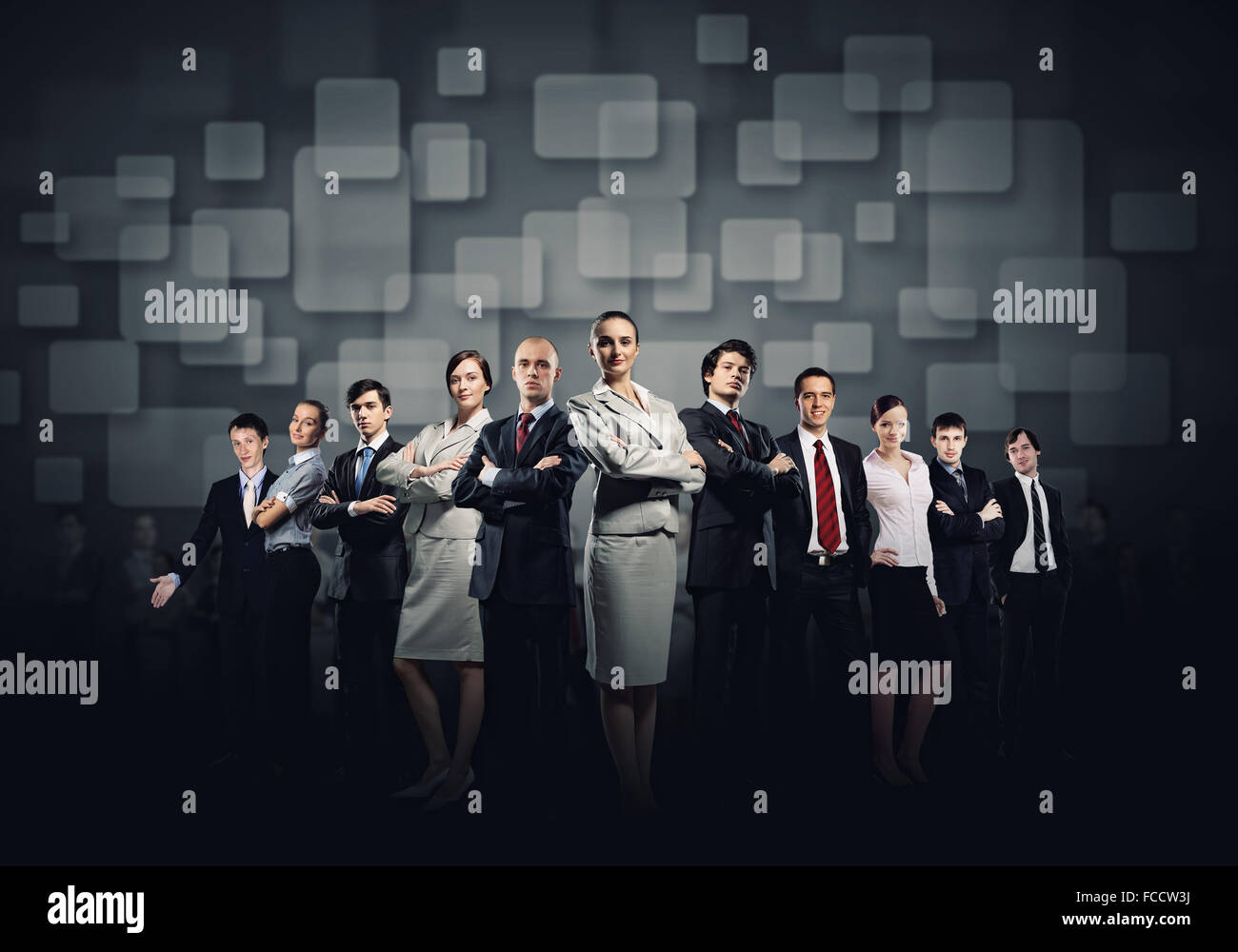 Image of business team standing in line. Cooperation and interaction ...