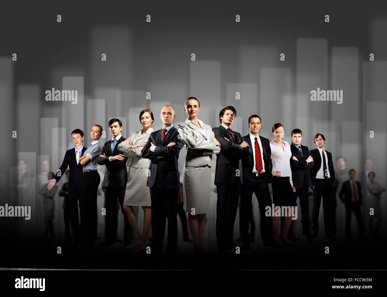 Image of business team standing in line. Cooperation and interaction ...