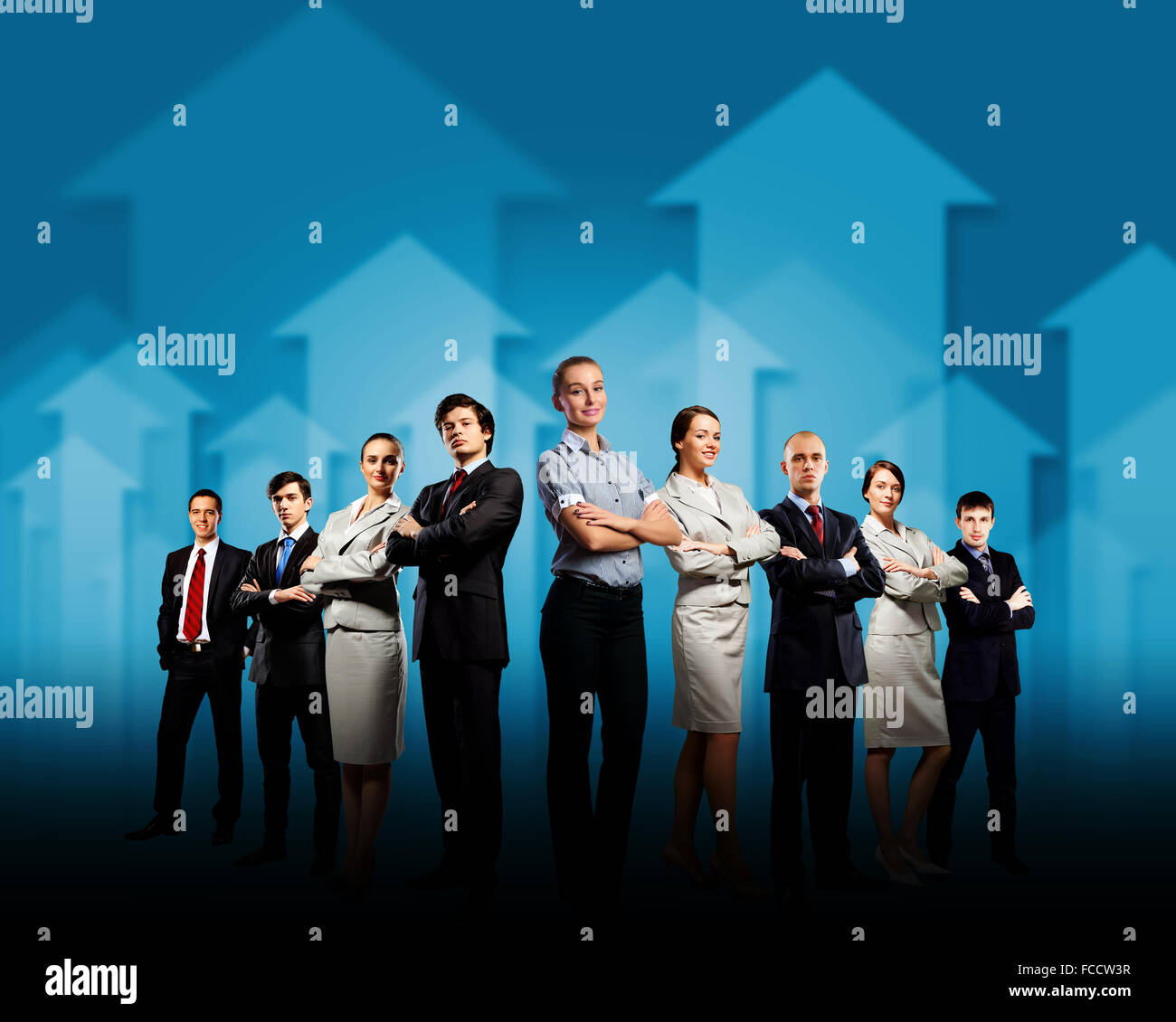 Image of business team standing in line. Cooperation and interaction ...