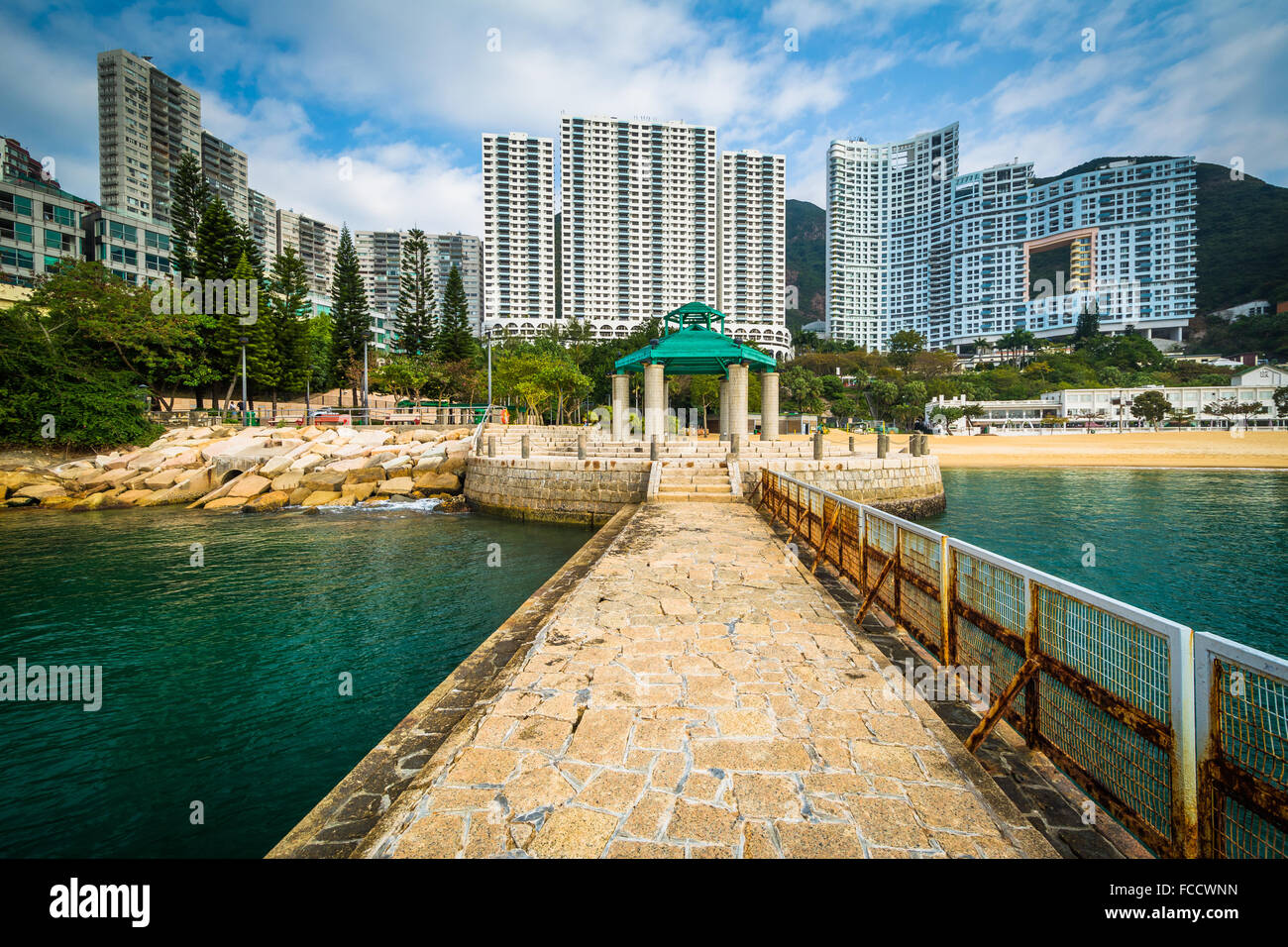 Pier and skyscrapers at Repulse Bay, in Hong Kong, Hong Kong Stock ...