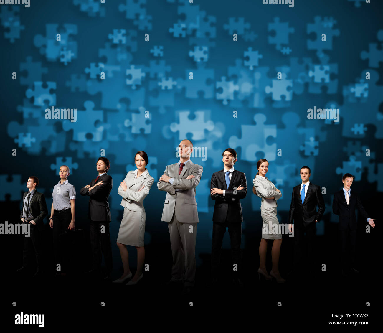 Image of business people group against conceptual background Stock ...