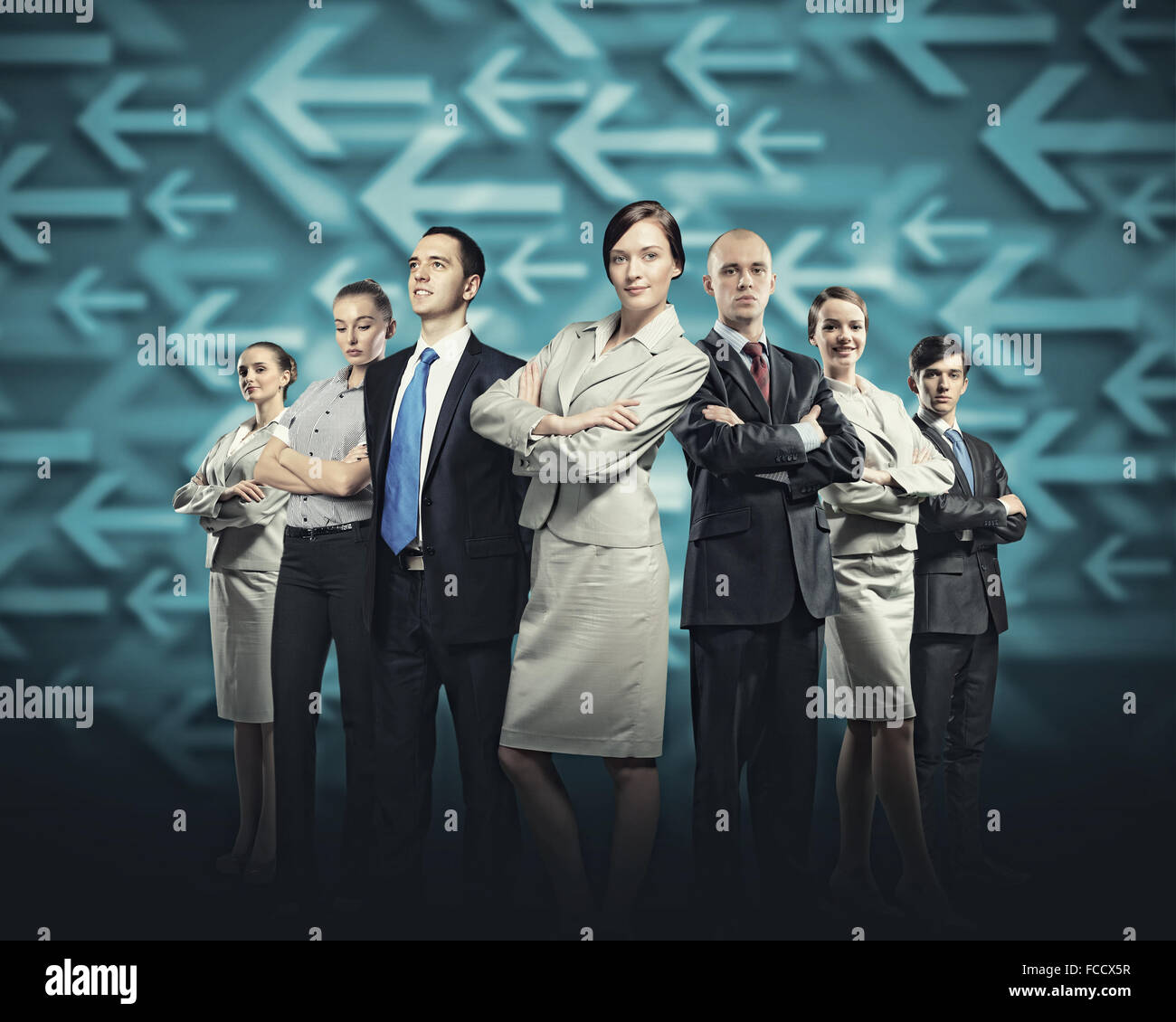 Image of business people group against conceptual background Stock ...
