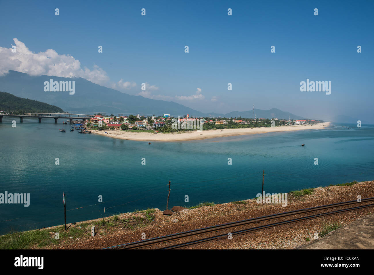 View of the beautiful Lang Co beach and the Floating Market in Lang Co ...