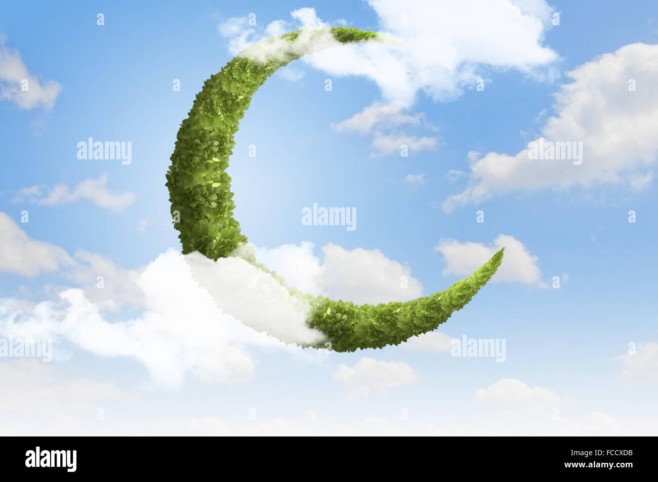 Conceptual image of moon made of green leaves Stock Photo - Alamy