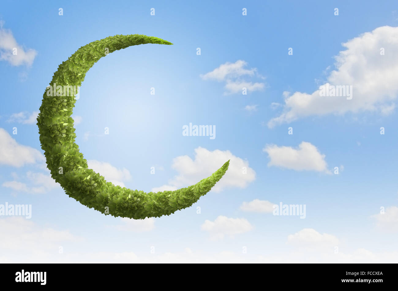 Conceptual image of moon made of green leaves Stock Photo - Alamy
