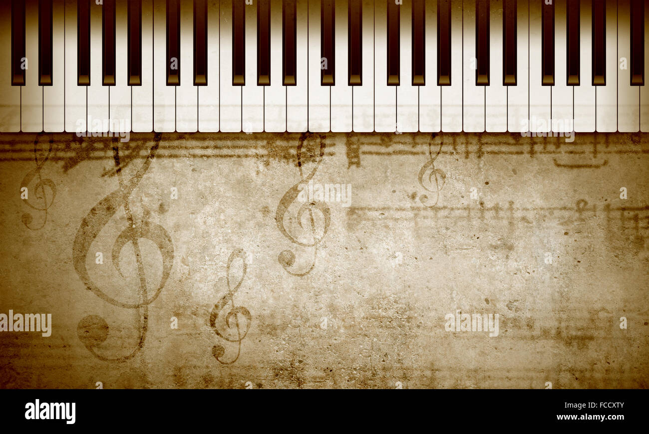Conceptual image with piano keys and music clef Stock Photo - Alamy
