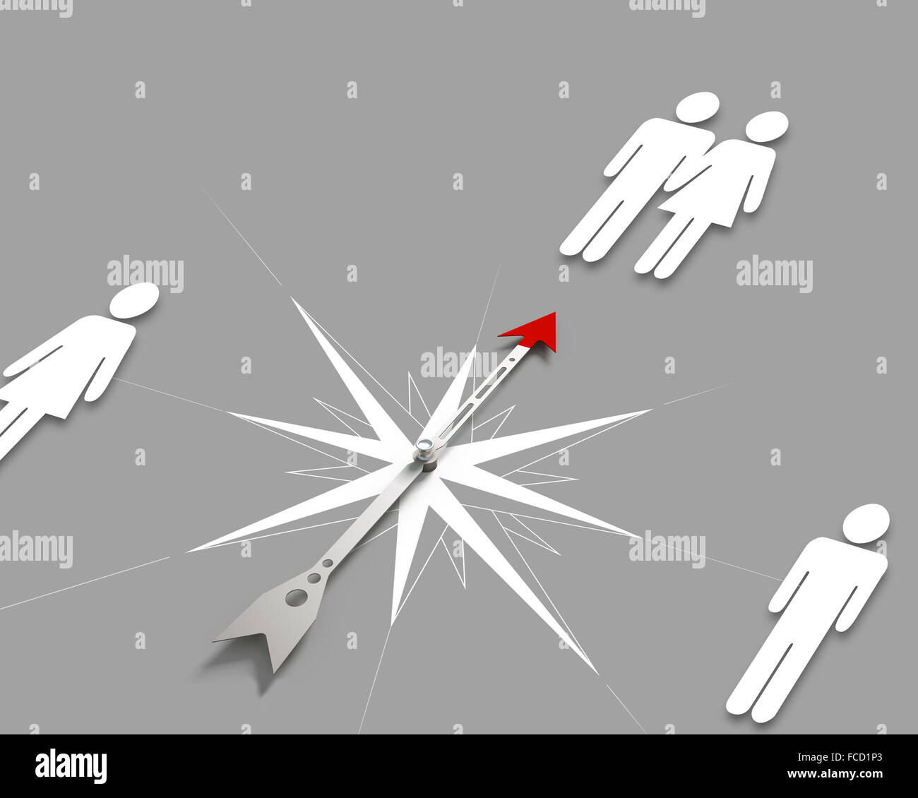 Conceptual image of compass directing at symbol of people Stock Photo ...
