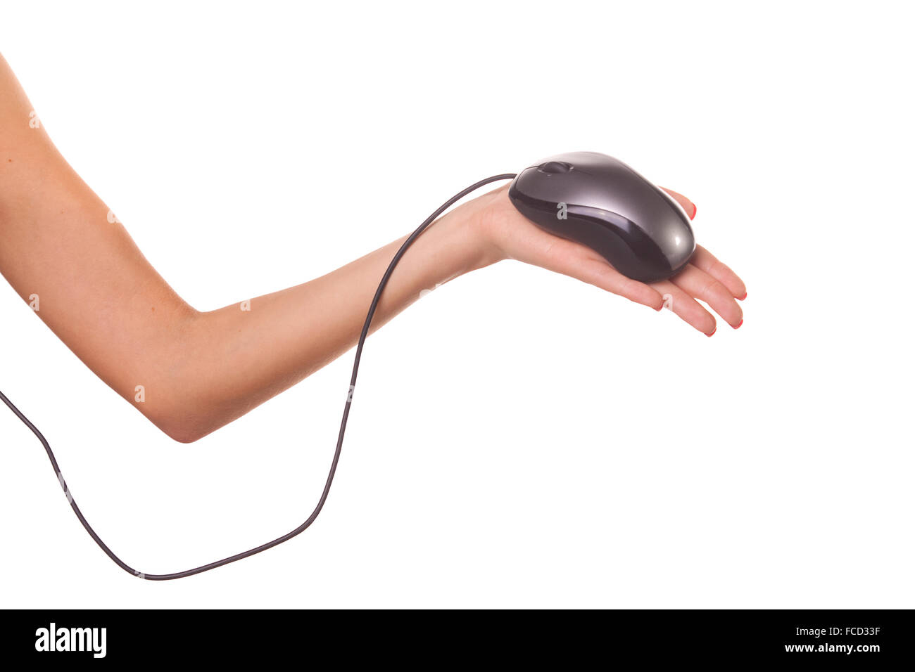 Woman's hand holding a computer mouse Stock Photo - Alamy